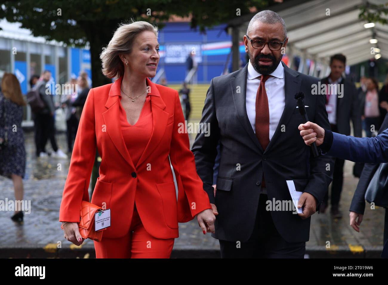 Manchester, UK. October 3, 2023. James Cleverly and his wife Susie are ...