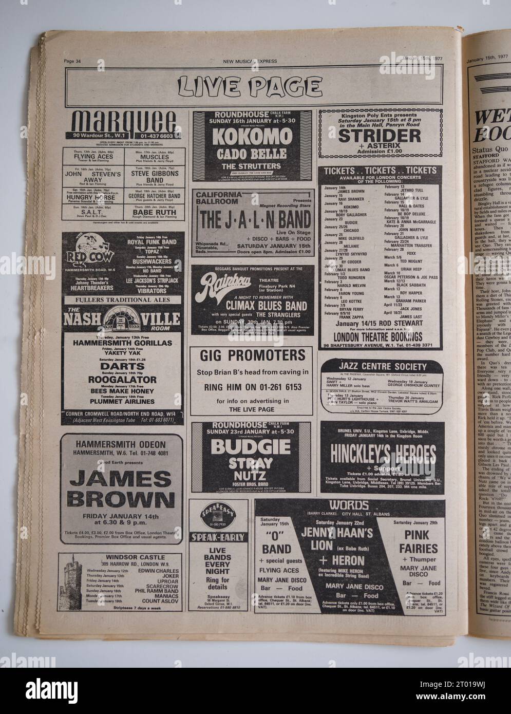 Advert for Concerts in 1970s issue of NME New Musical Express Music ...