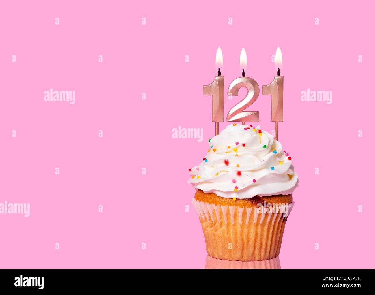 Birthday Cake With Candle Number 121 - On Pink Background Stock Photo ...