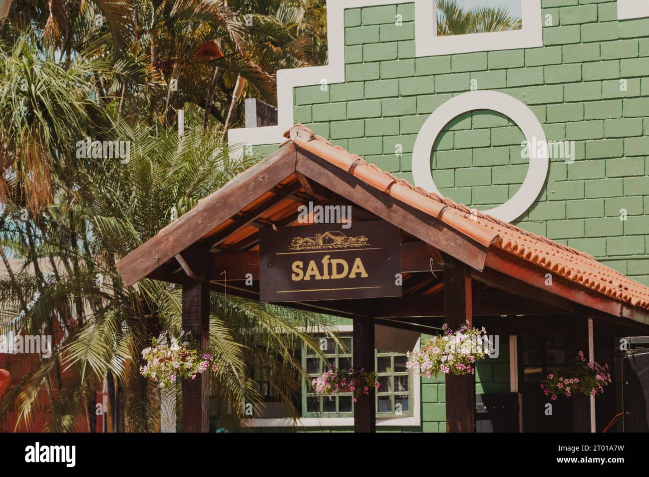 exit sign in store with rustic style Stock Photo - Alamy