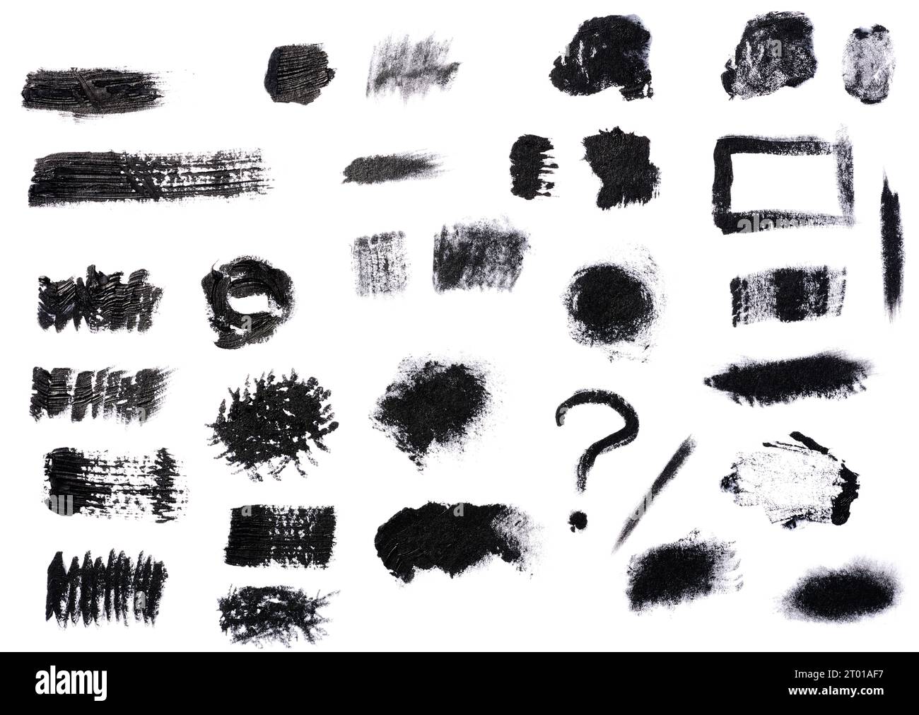 Swatch of black smudged acrylic paint isolated on white background ...