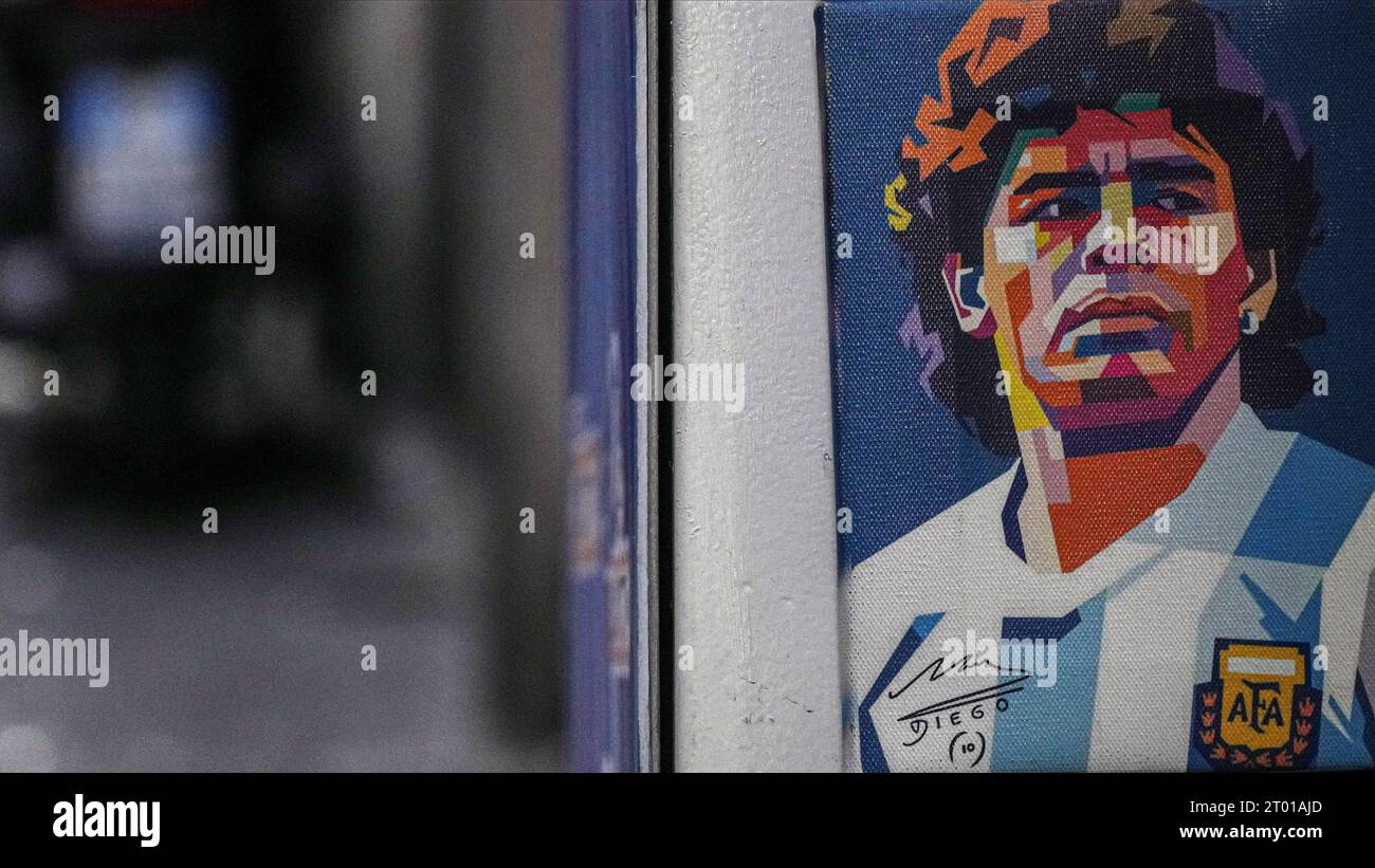 Diego Armando Maradona Memorial images in Cuartiere Spagnoli streets on ...