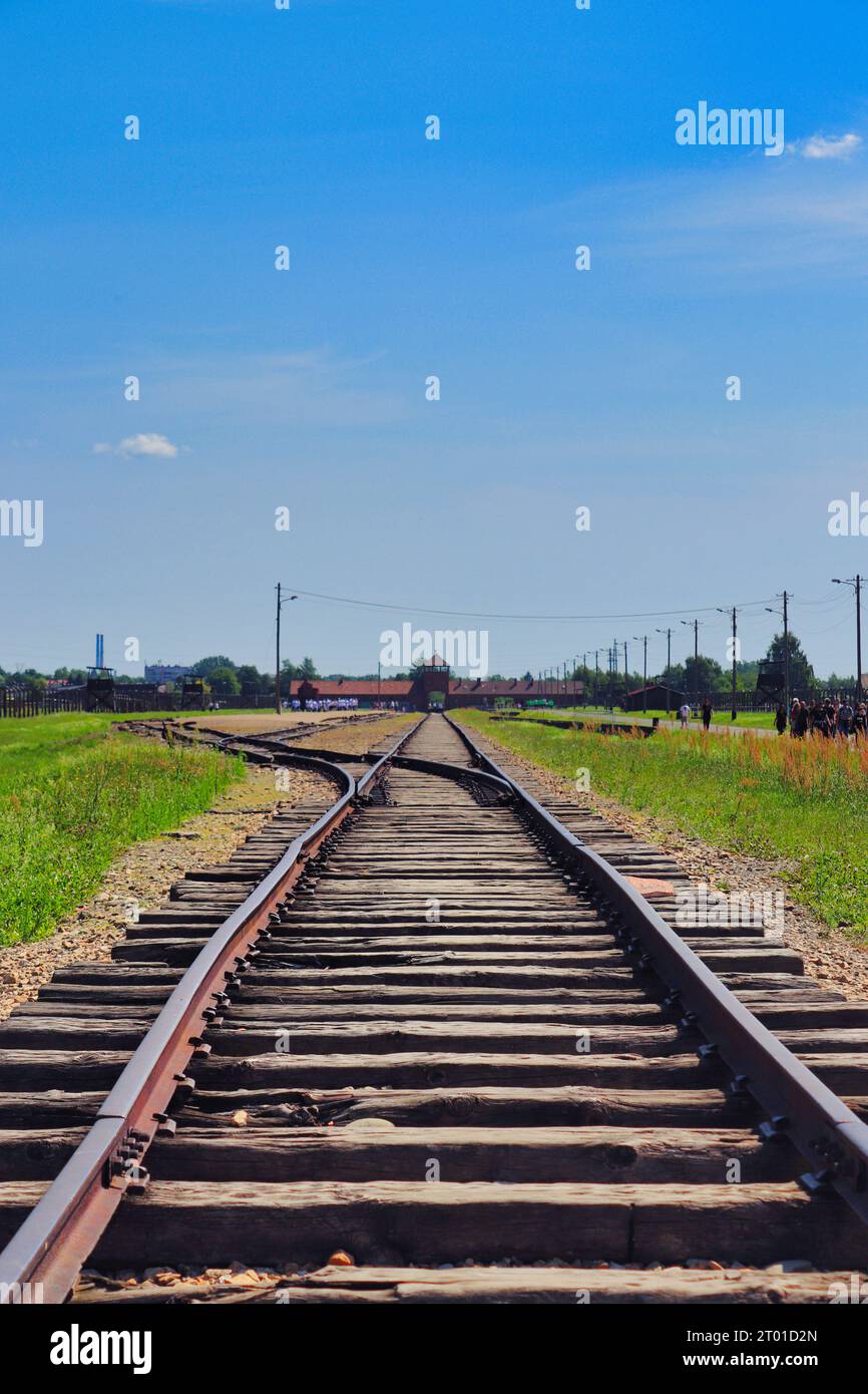 Auschwitz-Birkenau - Enterance Train Tracks Stock Photo - Alamy