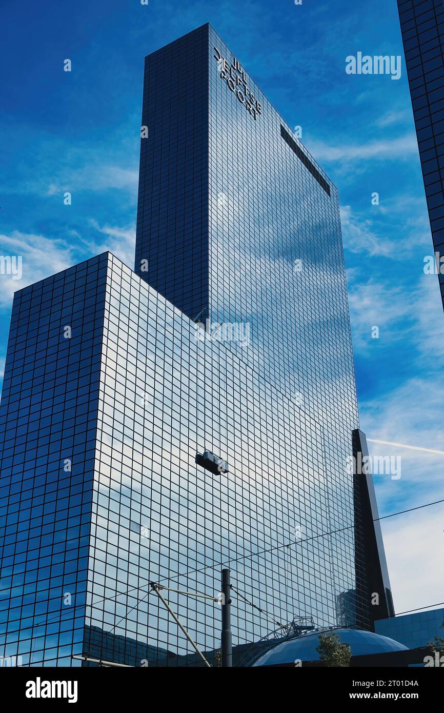 The glass and steel office skyscraper of the Delftse Poort, one of the ...