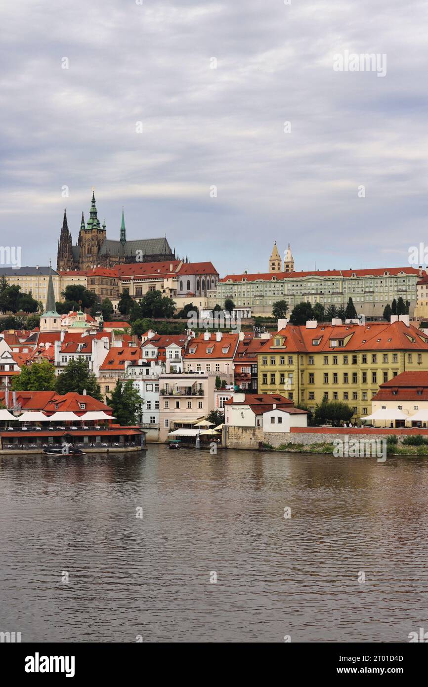 Prague - Prague Castle and Parliament are seen in the distance. Taken ...