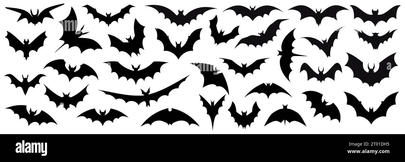 Black silhouettes of bats isolated. Vector illustration Stock Vector ...