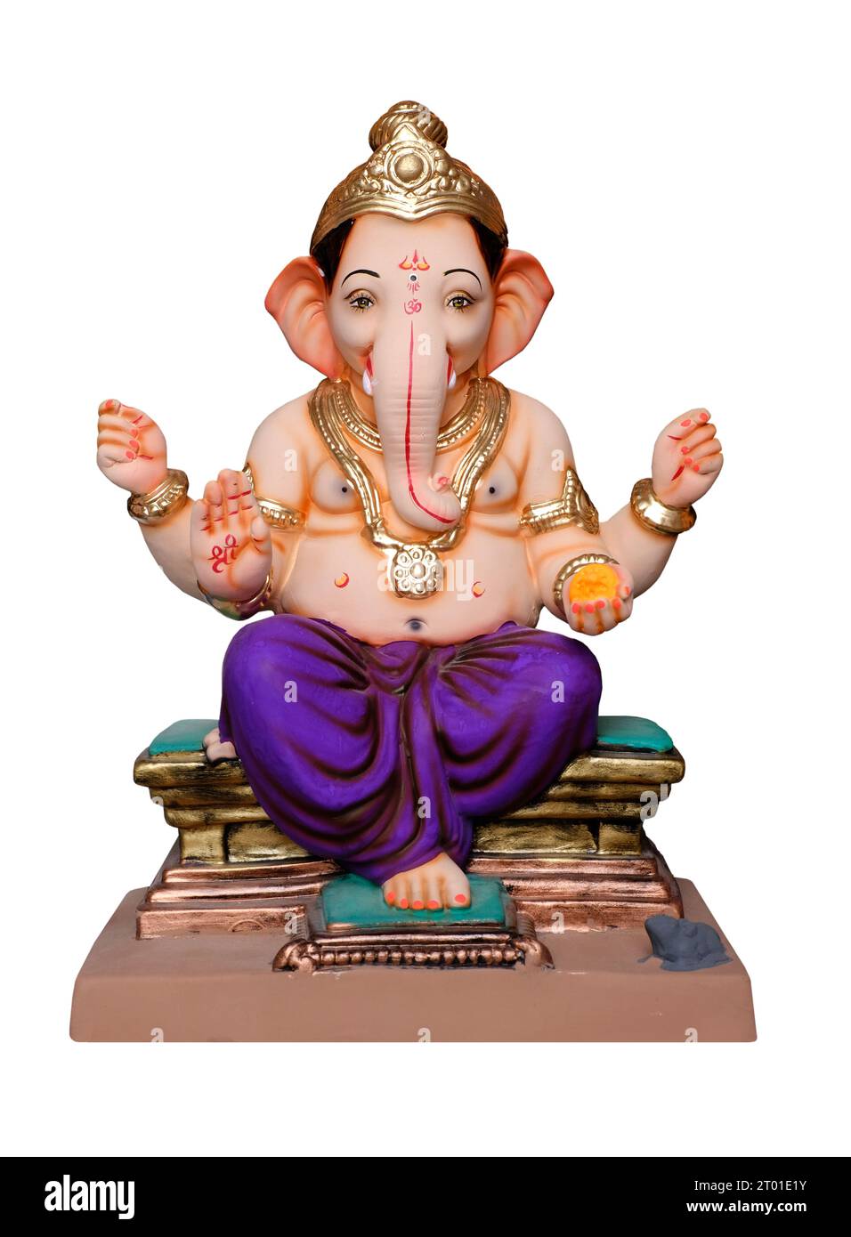 Lord Ganesha White Background White Flowers Branches In White