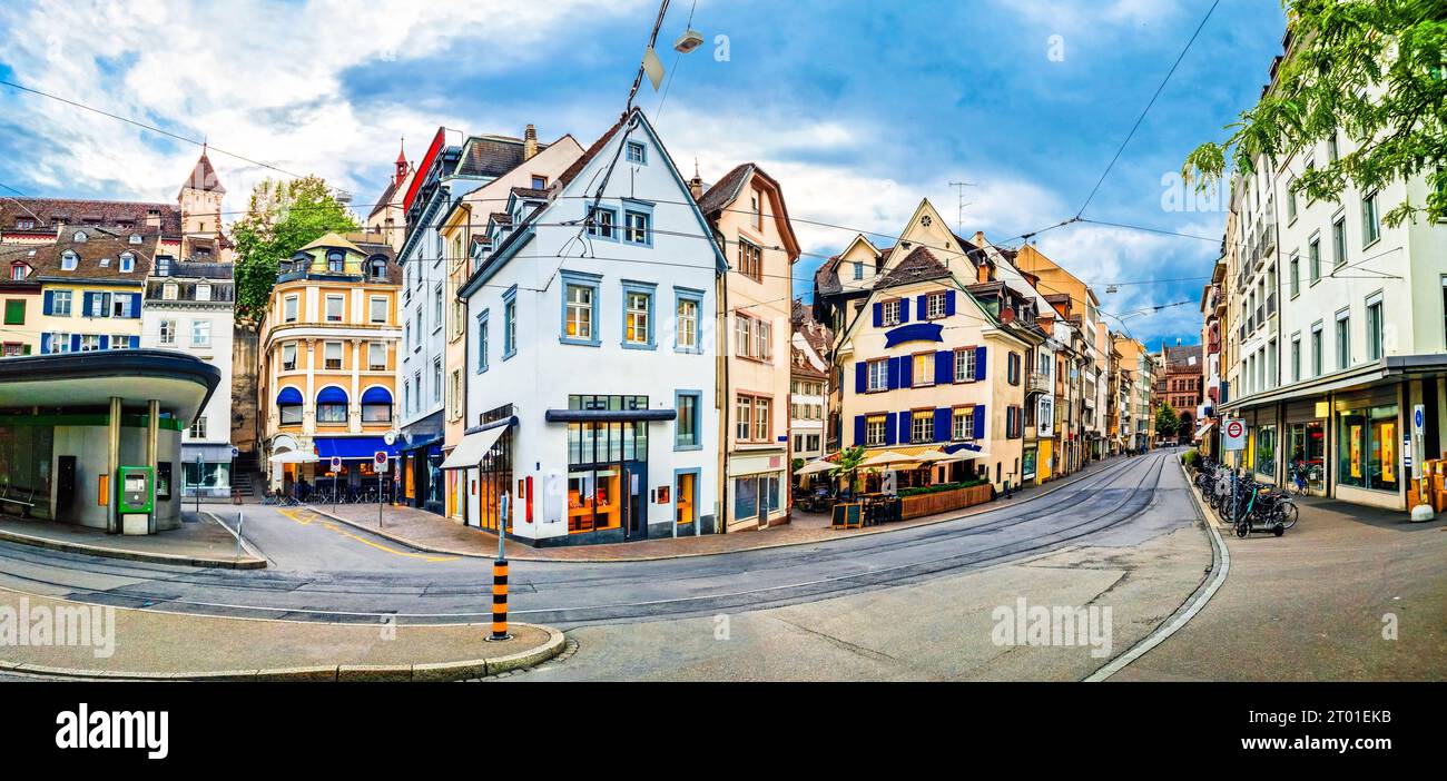 Basel historic city street architecture view, northwestern Switzerland ...