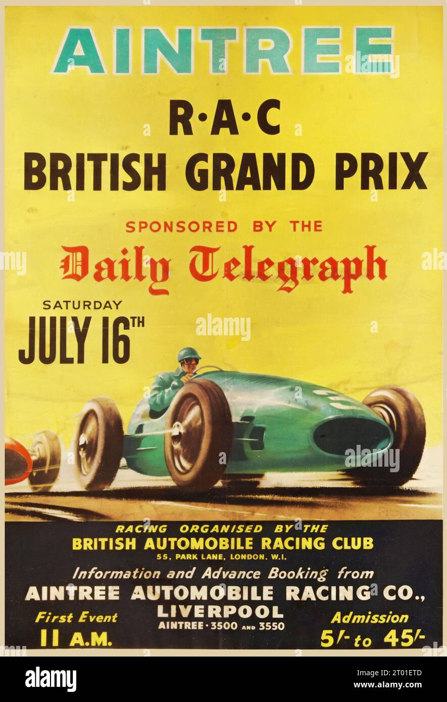 Aintree Automobile Racing Co, British Grand Prix, race poster ...