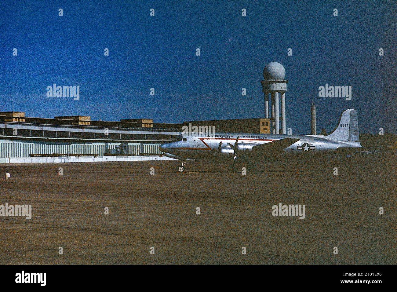 A Vintage Douglas C3 / C47 Skytrain Airplane on the Tempelhof Airfield ...