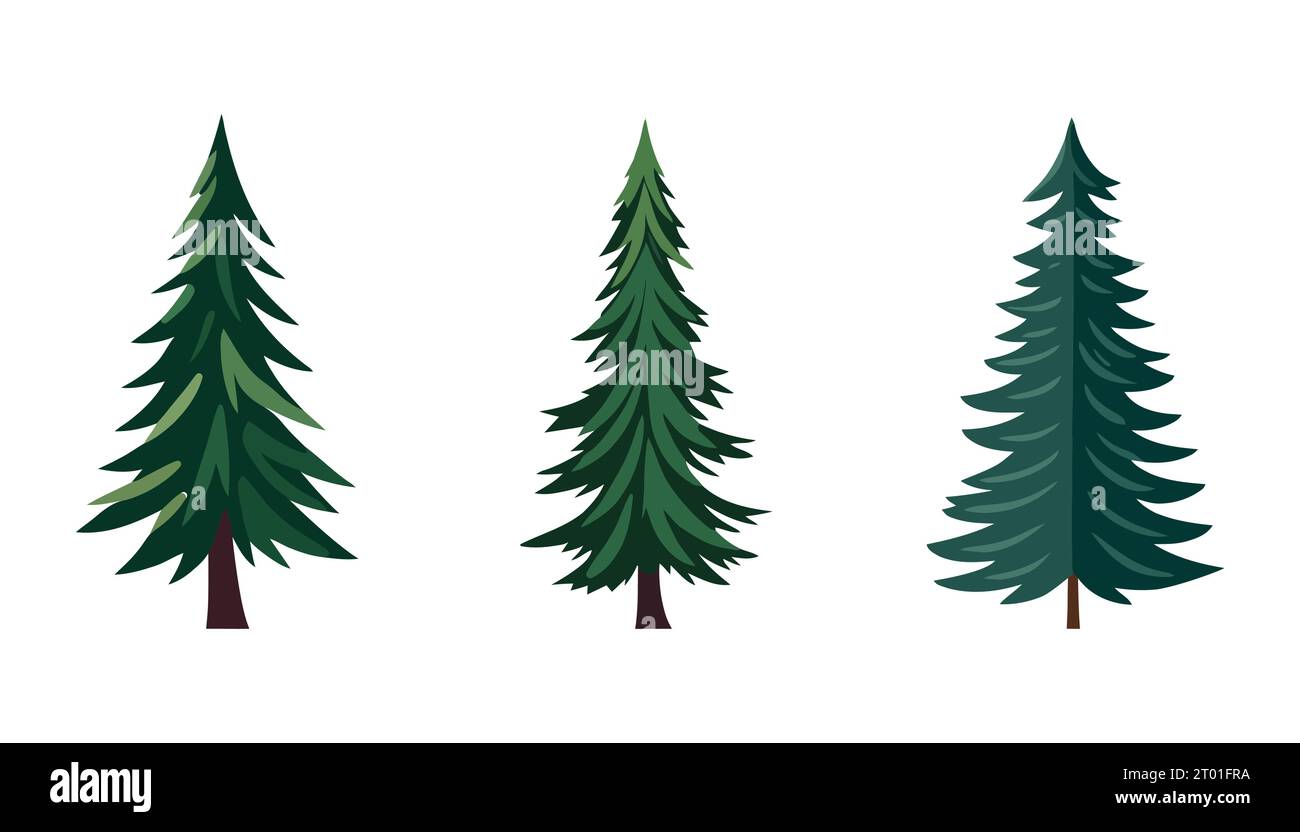 Green set of Christmas trees isolated. Vector illustration Stock Vector ...