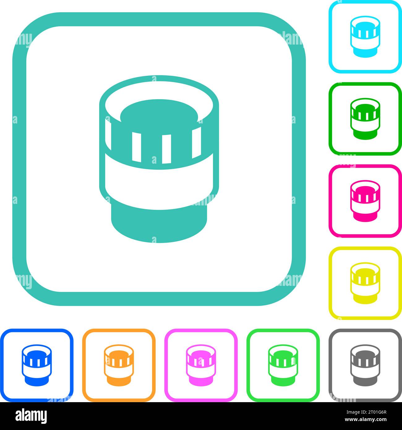 Camera lens alternate vivid colored flat icons in curved borders on ...