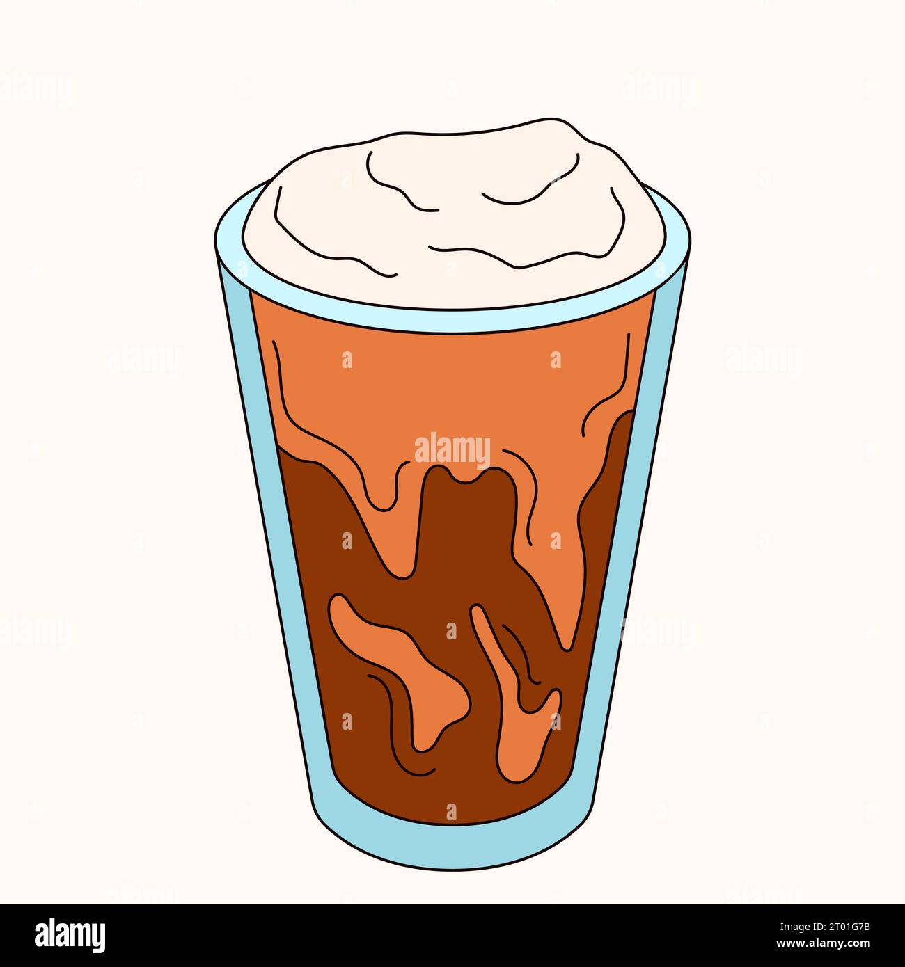 Iced cold brew coffee in line art style. Vector illustration isolated ...