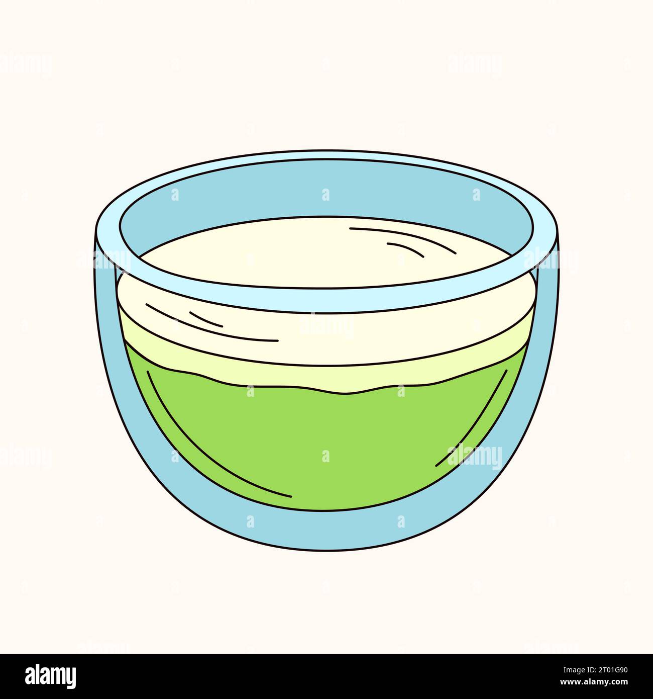 Matcha green tea latte in doodle style. Coffee latte icon for menu ...