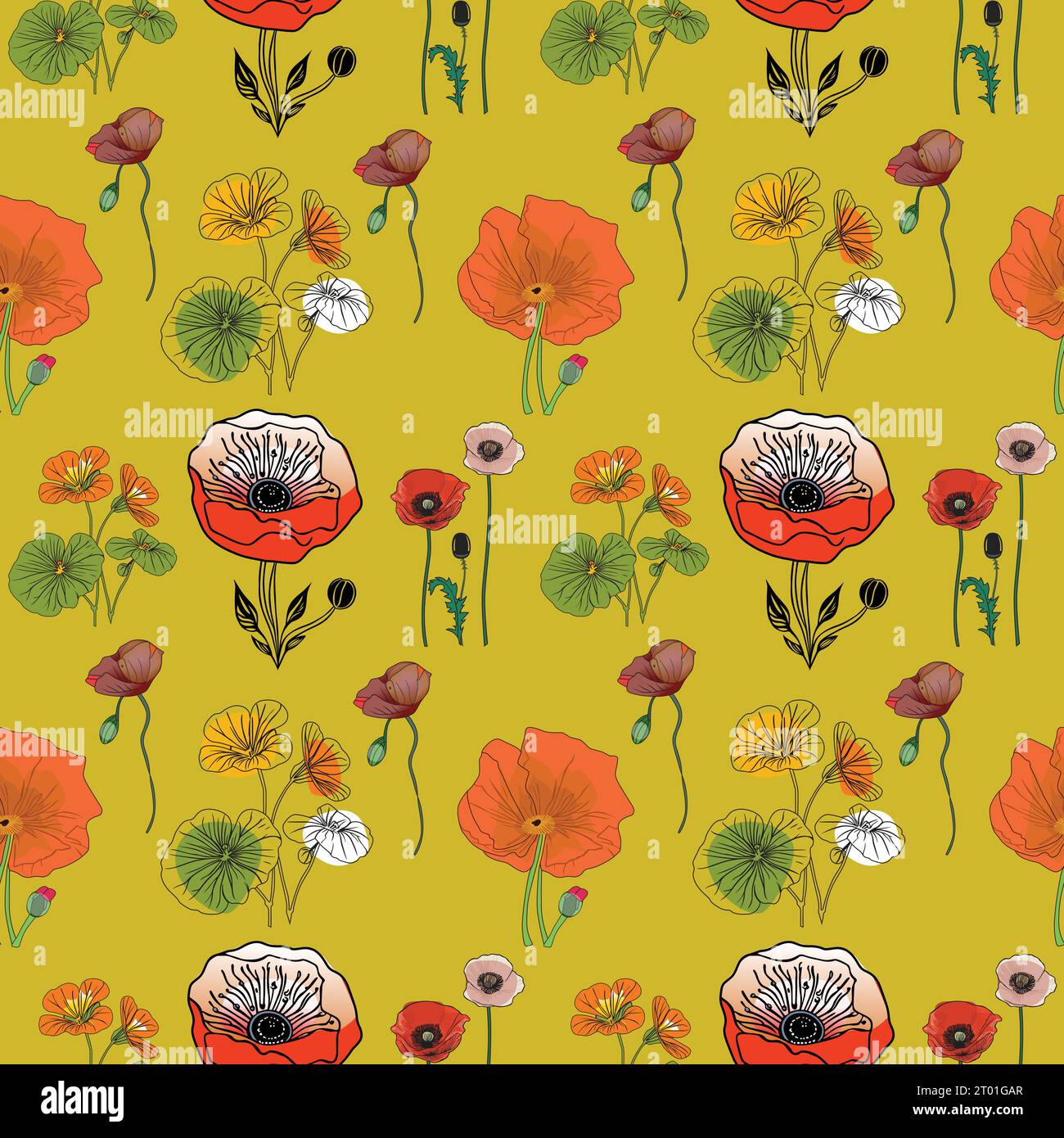 Flat floral pattern hi-res stock photography and images - Alamy