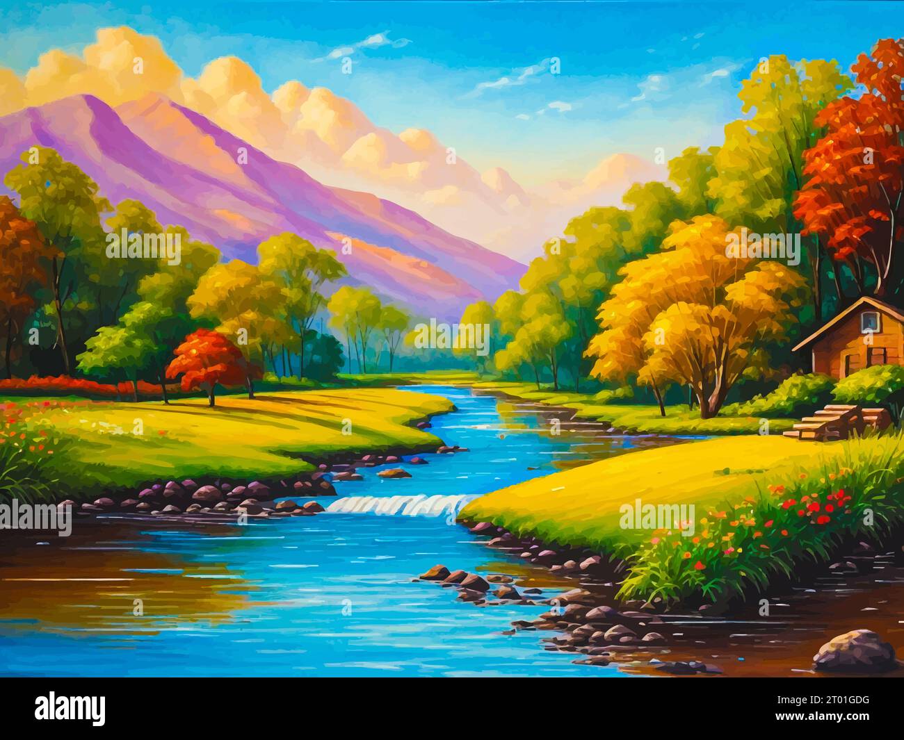 "High-resolution of painting entitled The Beauty of Nature. The artwork ...