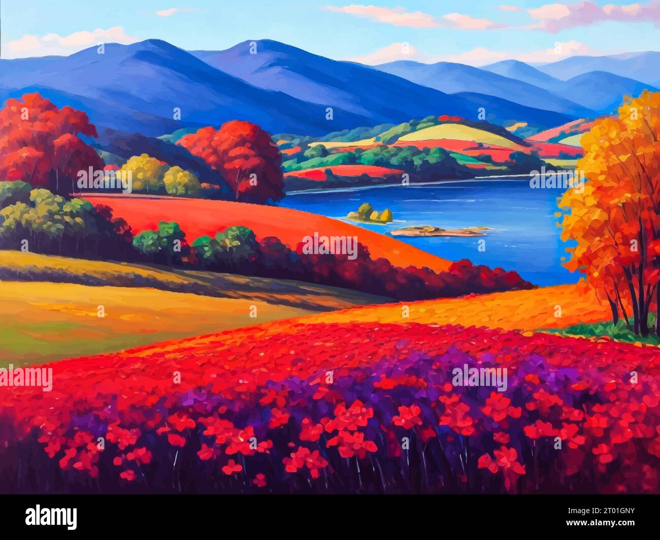 "High-resolution of painting entitled The Beauty of Nature. The artwork ...