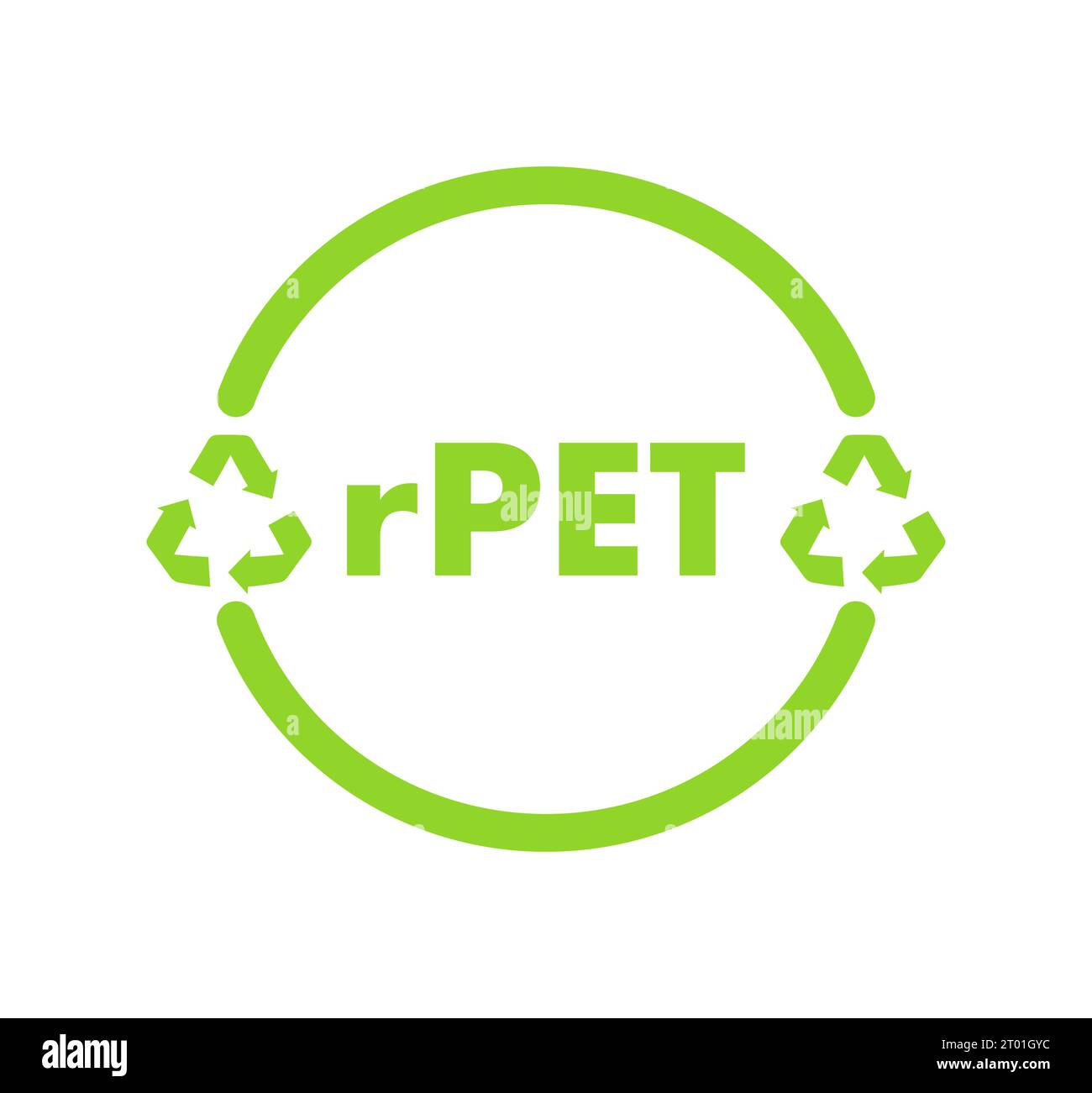 rPet standard sign, label. 100 percent recycled materials and bottles. Recycled polyethylene ...