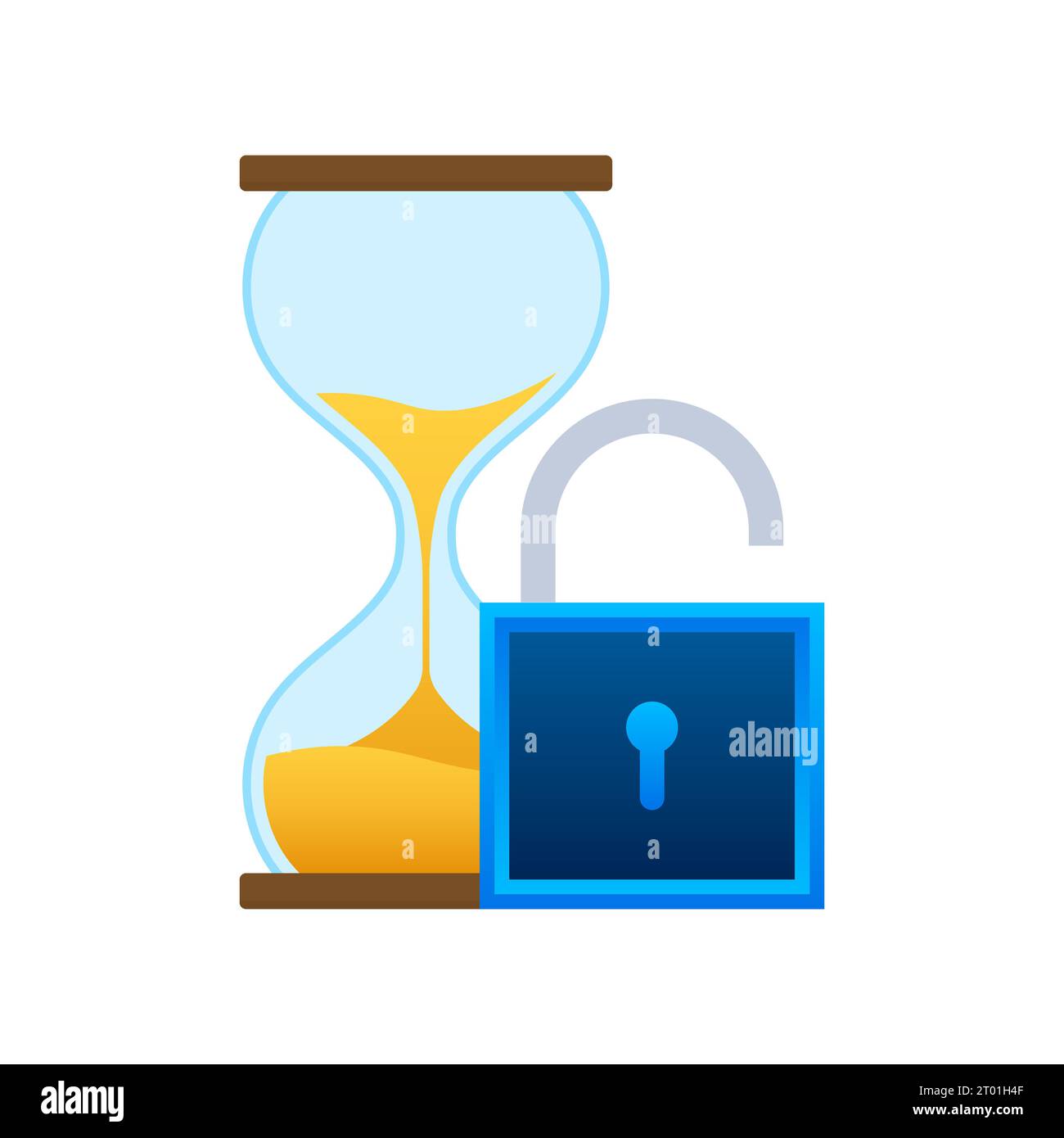 Hourglass with a padlock. Clock with lock. Security time. Early Access ...