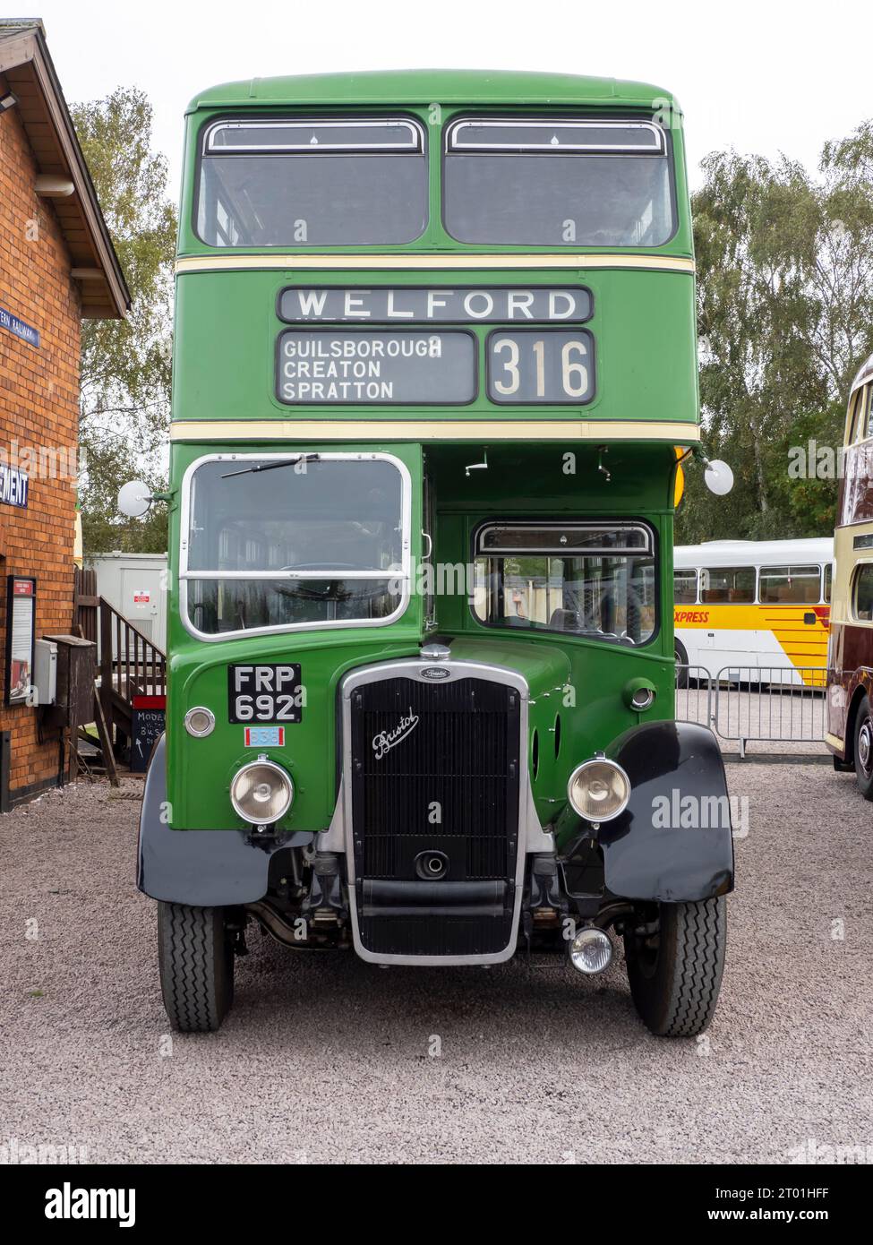 Vintage old green double decker hi-res stock photography and images - Alamy
