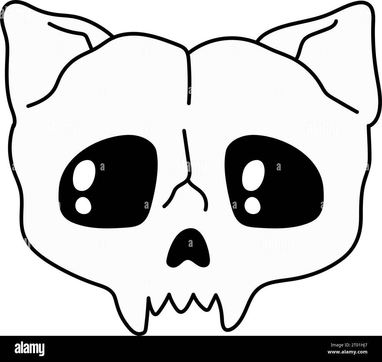 Hand drawn cat skull isolated on white background. Vector illustration ...