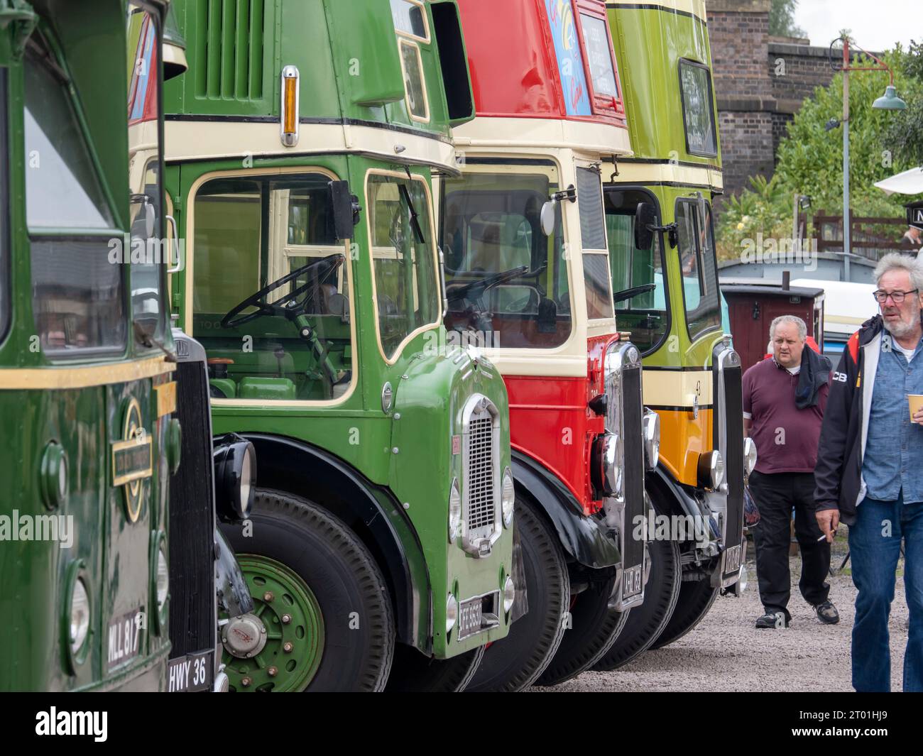 A vintage bus rally at the Quorn and Woodhouse railway station in Quorn ...