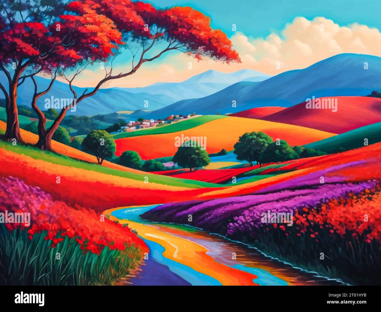 "High-resolution of painting entitled The Beauty of Nature. The artwork ...