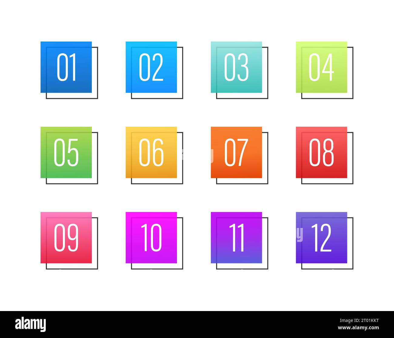 Number Bullet Point Colorful Markers 1 to 12. Vector stock illustration ...