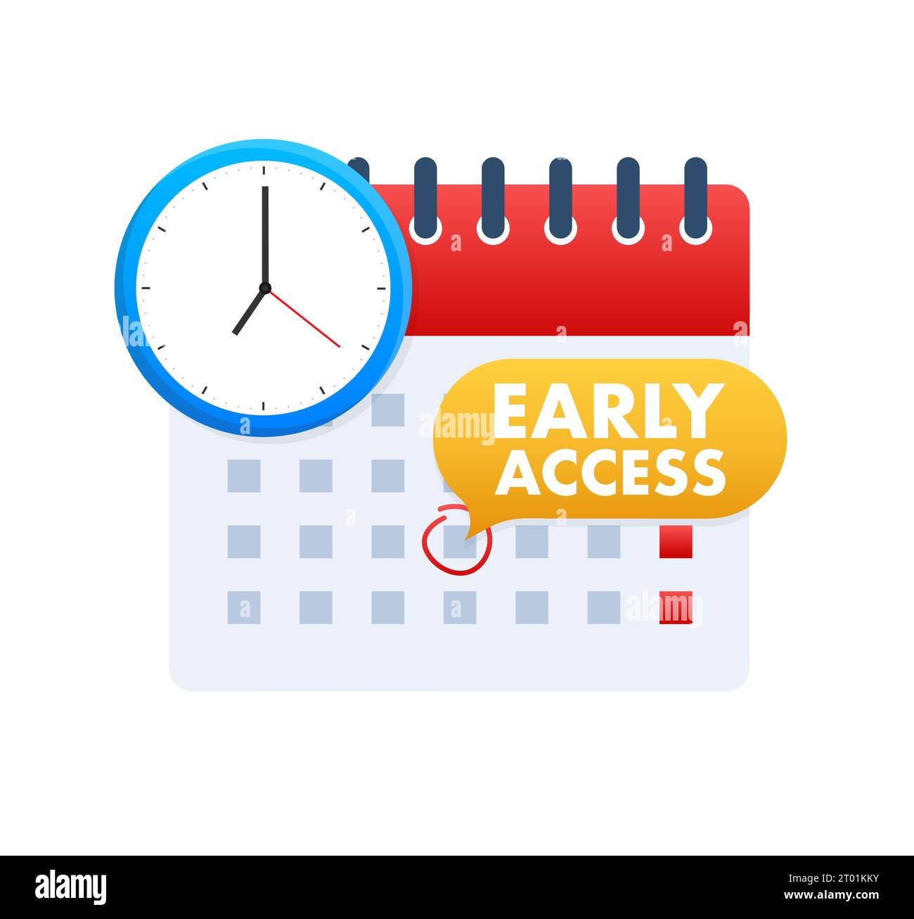 Calendar with a clock and a speech bubble with the word Early Access ...