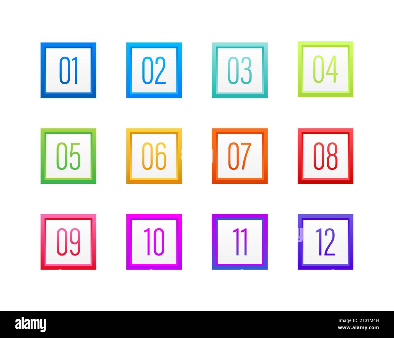 Number Bullet Point Colorful Markers 1 to 12. Vector stock illustration ...