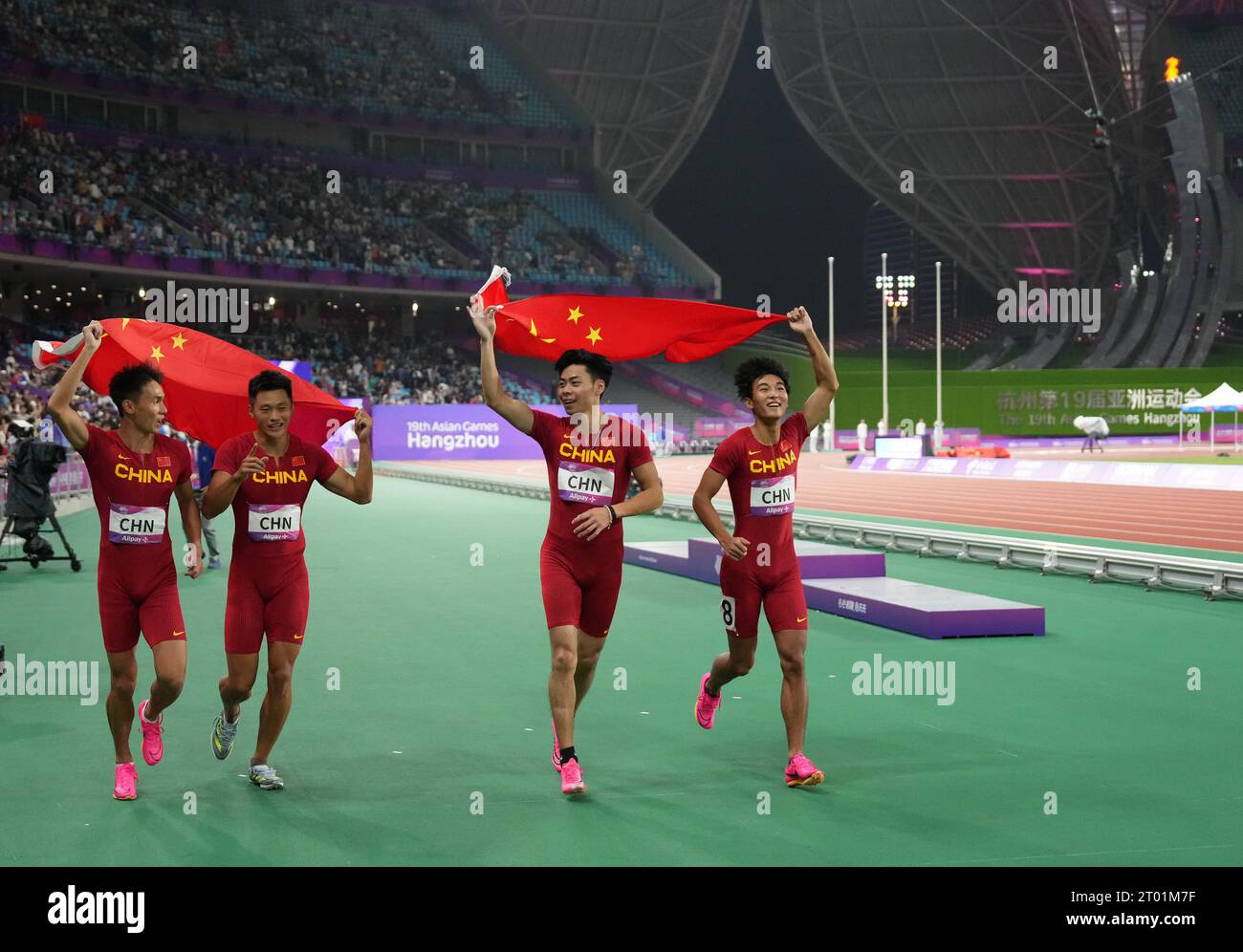 Hangzhou, China's Zhejiang Province. 3rd Oct, 2023. Yan Haibin, Xie Zhenye, Chen Guanfeng and ...