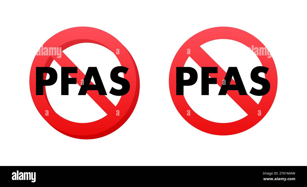 Pfas Free label. Proper nutrition, healthy eating. Pfas Free sign ...