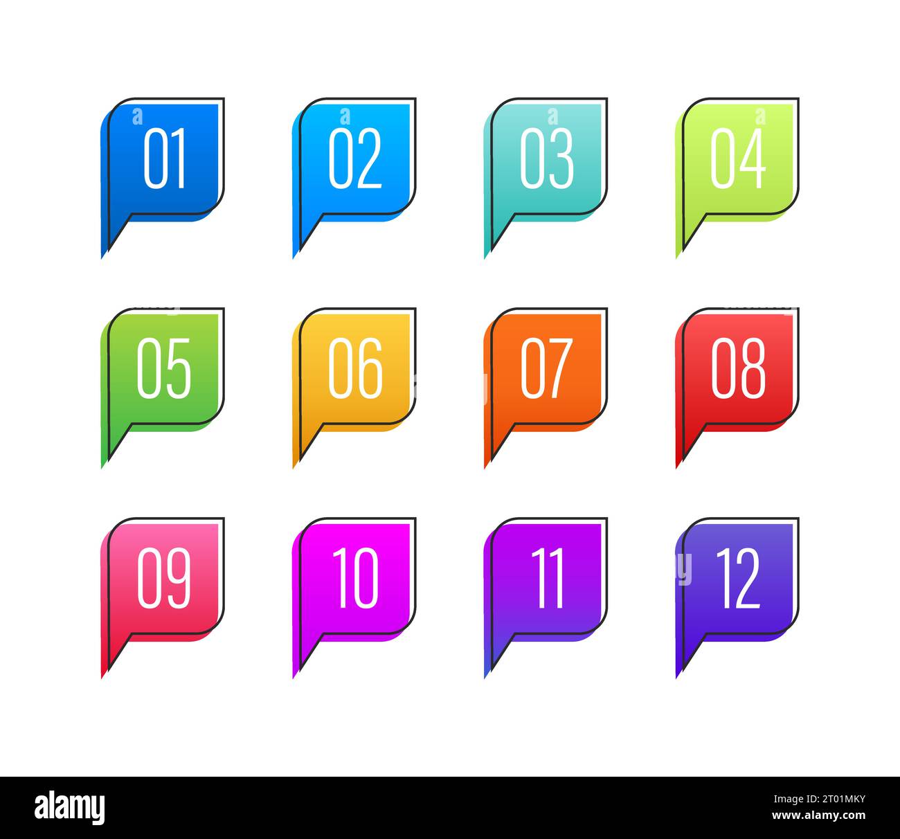 Number Bullet Point Colorful Markers 1 to 12. Vector stock illustration Stock Vector Image & Art ...