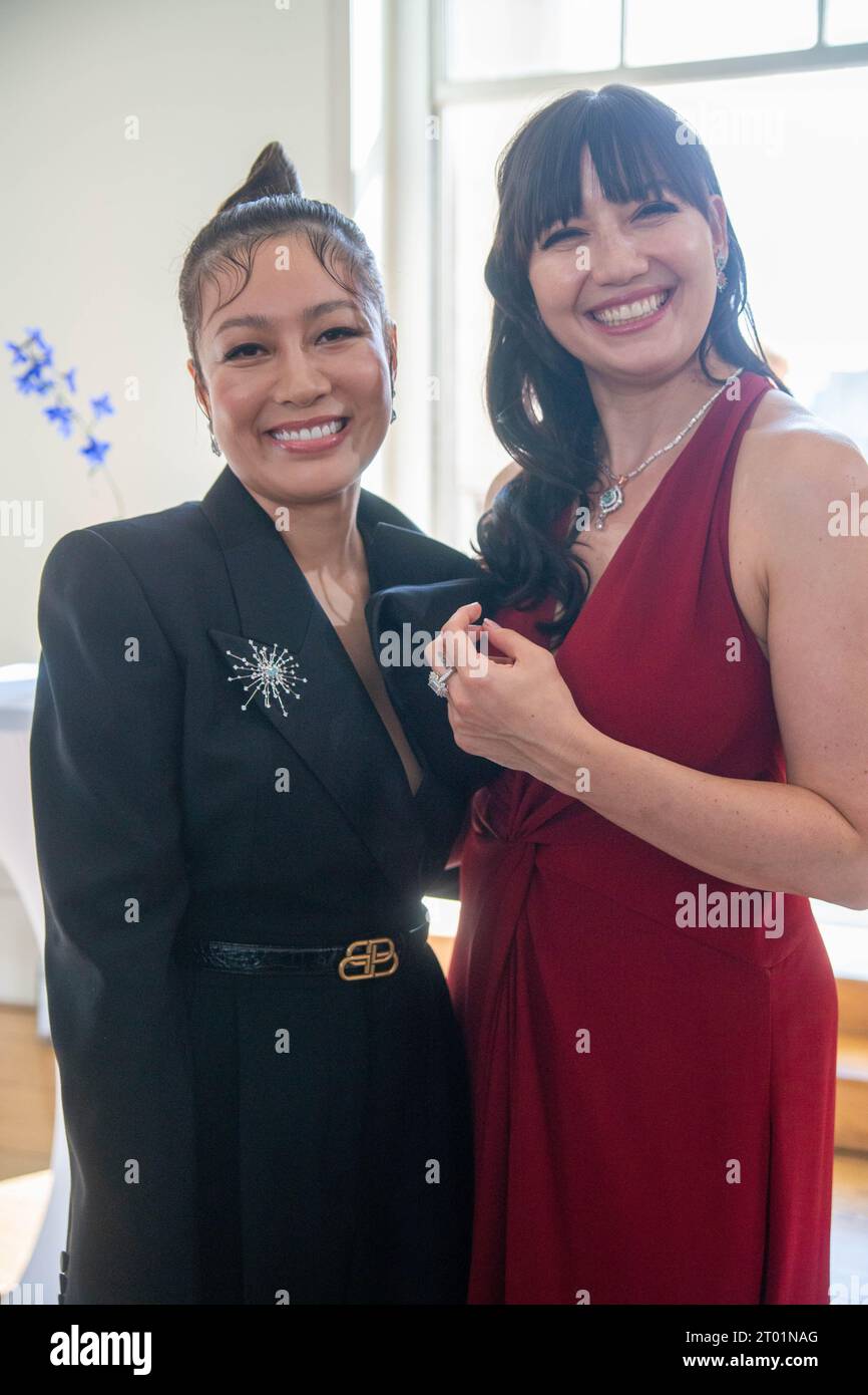 London, UK. 3rd Oct, 2023. Stella Liu, Daisy Lowe.Daisy Lowe sparkles in coloured lab created ...