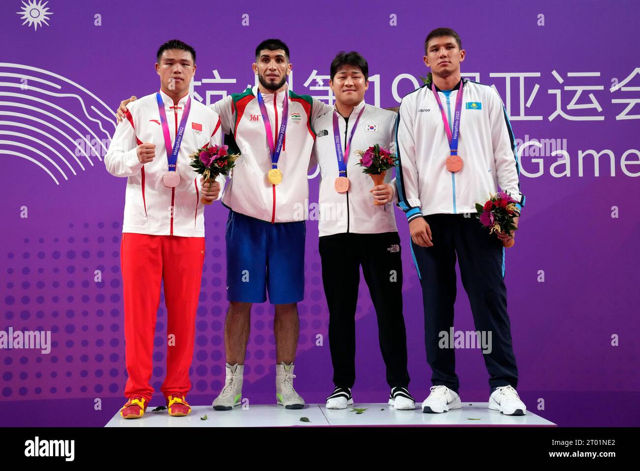 From left, silver medalist Han Xuezhen of China, gold medalist Davlat ...