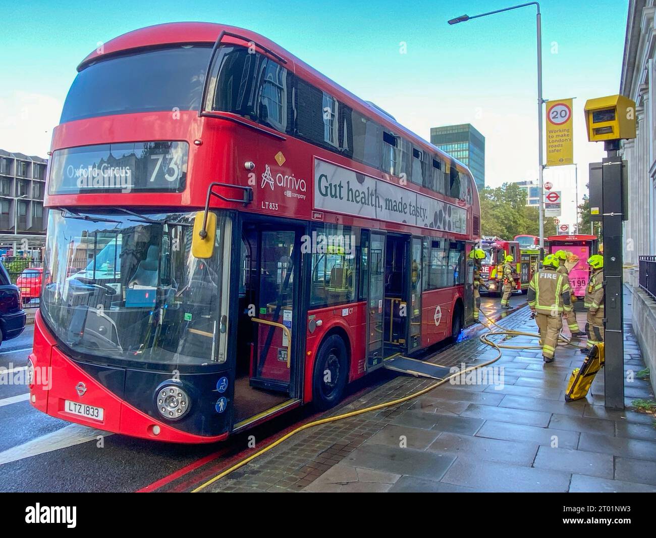 London, UK. 03rd Oct, 2023. The upper deck of an Arriva Routemaster bus ...