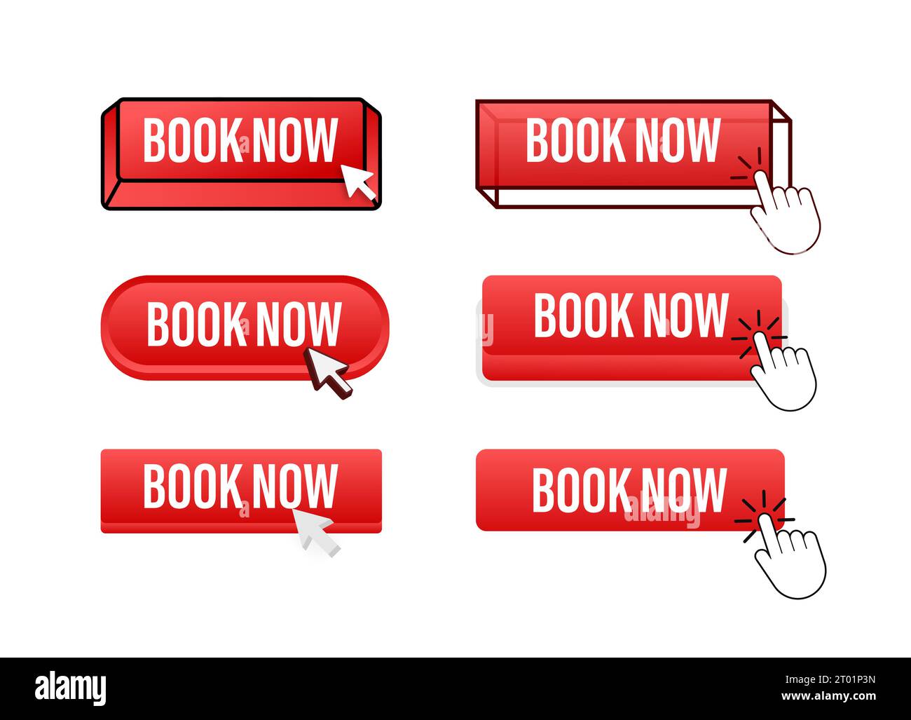 Book Now Button with pointer clicking. Book Now web buttons set. User ...