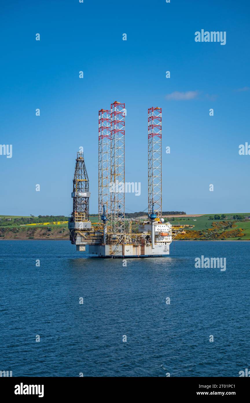 Industrial ship offshore platform wind turbine at the sea, Invergordon ...