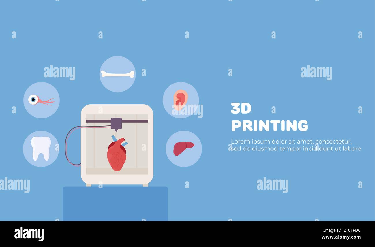 web banner set 3d printing, bioprinting, artificial organs, prosthetics ...