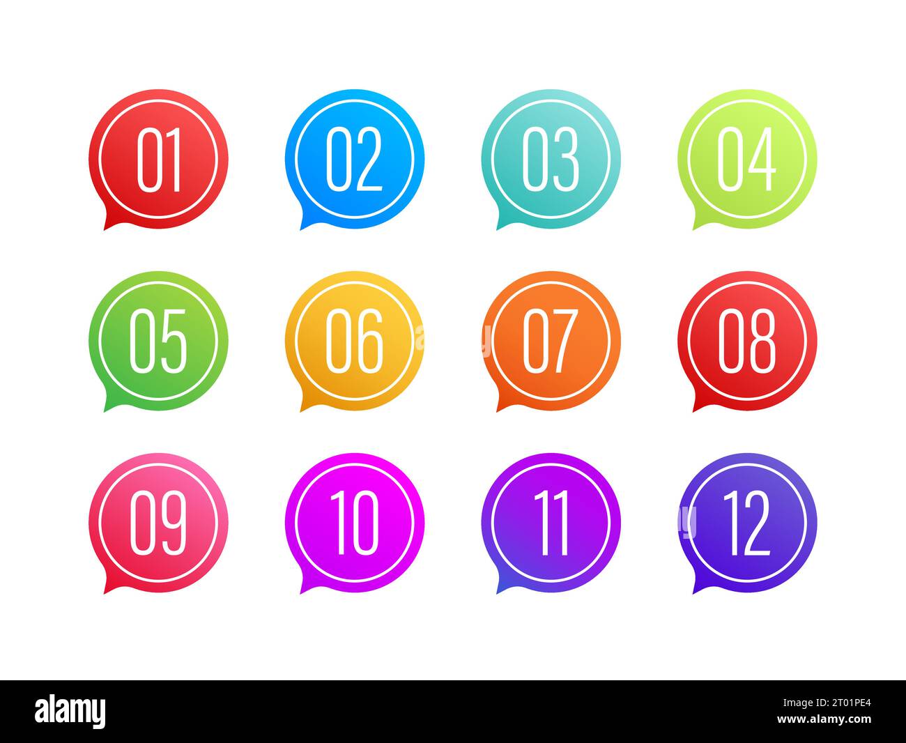 Number Bullet Point Colorful Markers 1 to 12. Vector stock illustration Stock Vector Image & Art ...