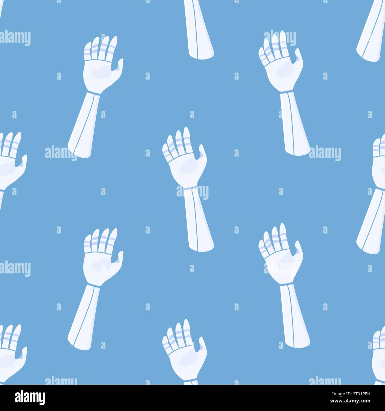 Seamless pattern organ prosthetic arm on blue background. Vector ...
