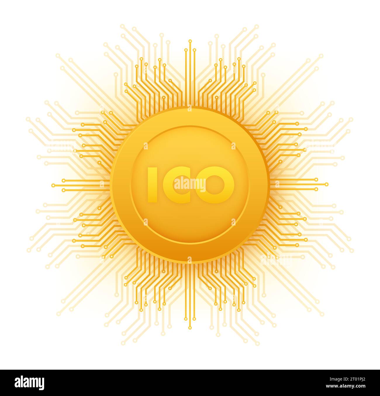 ICO, initial coin offering. ICO Token production process. Vector stock illustration Stock Vector ...