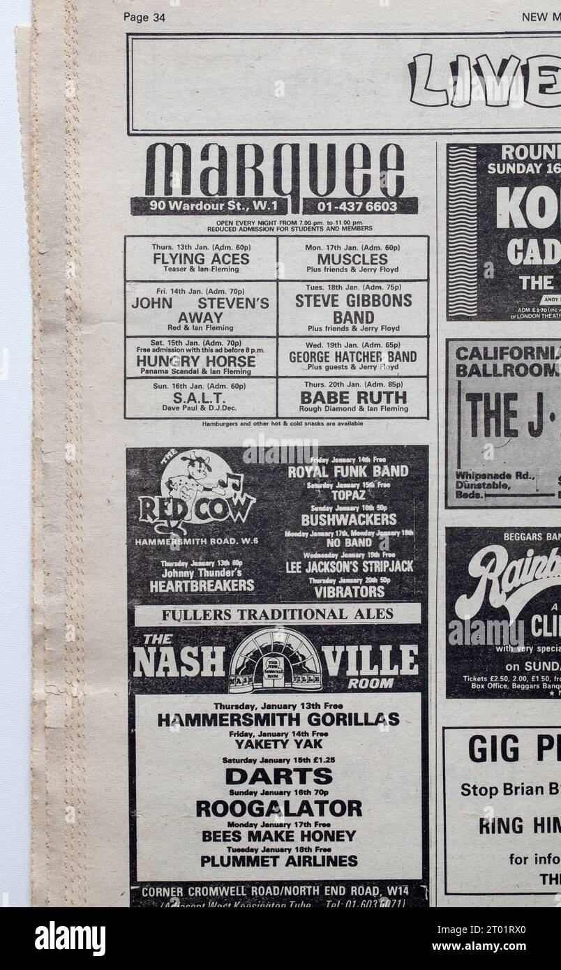 Advert for Concerts in 1970s issue of NME New Musical Express Music ...