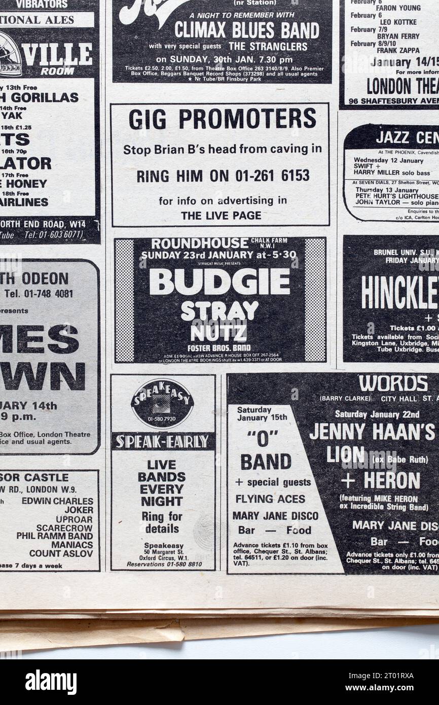 Advert for Concerts in 1970s issue of NME New Musical Express Music ...