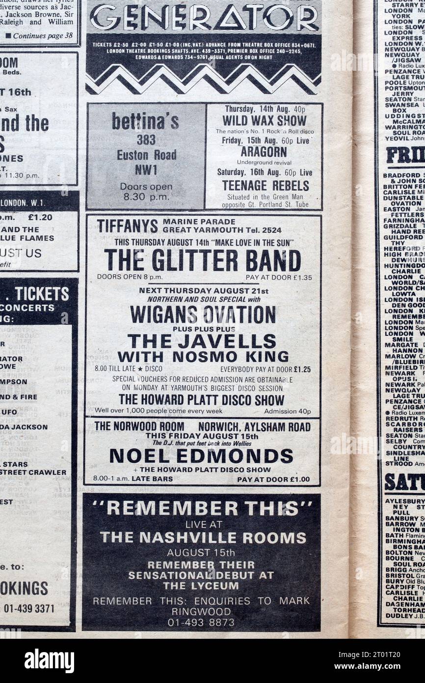 Advert for Concerts in 1970s issue of NME New Musical Express Music ...