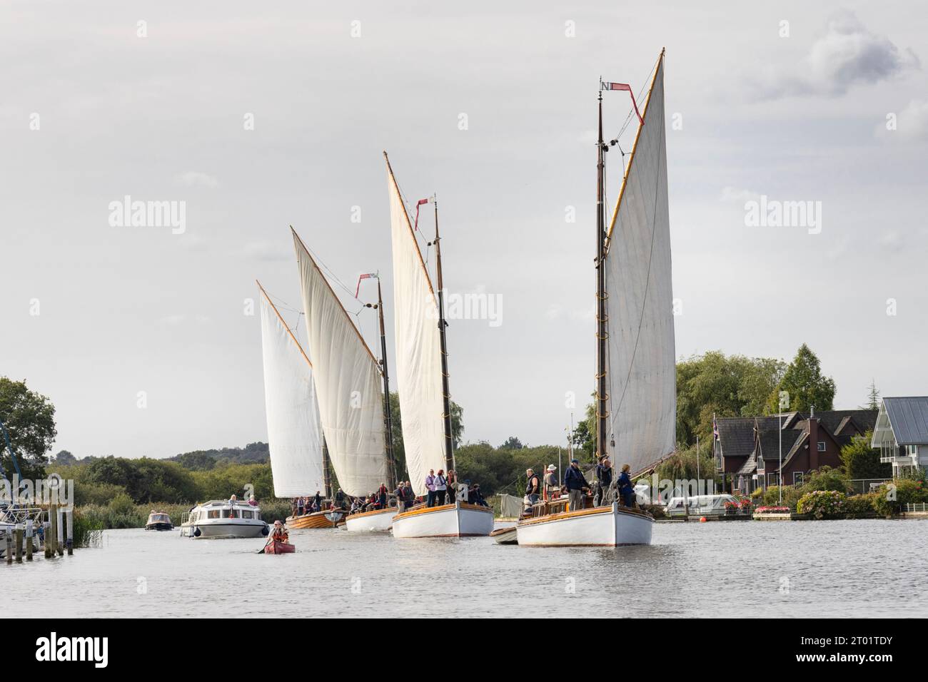 Famous Norfolk Wherries sailing on the River Bure, Norfolk Broads, East ...