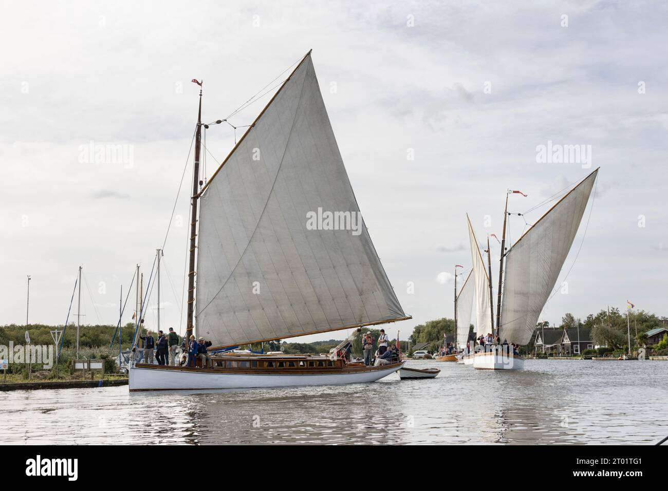 Famous Norfolk Wherries sailing on the River Bure, Norfolk Broads, East ...