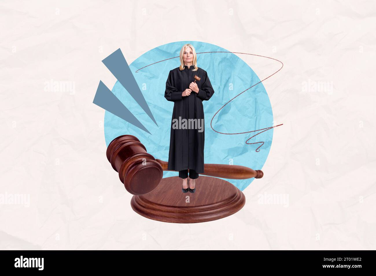 3d photo artwork graphics collage painting of serious confident judge ...