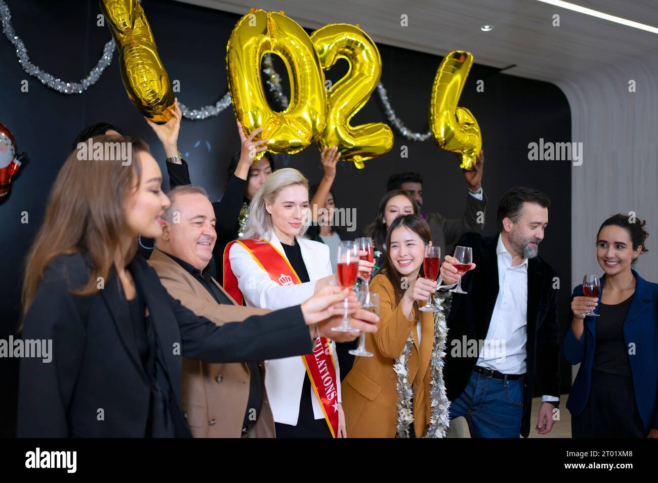 New year party and celebration for group of employees. Party and ...