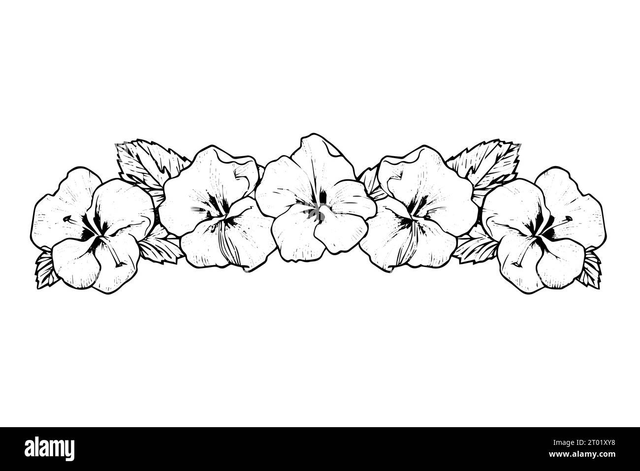 Hibiscus flower border hand drawn ink sketch. Engraved style vector ...